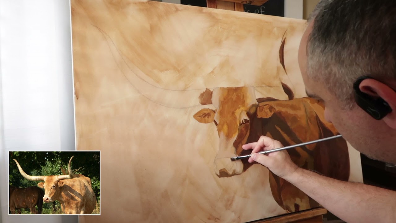 Longhorn Painting in Acrylic - Timelapse