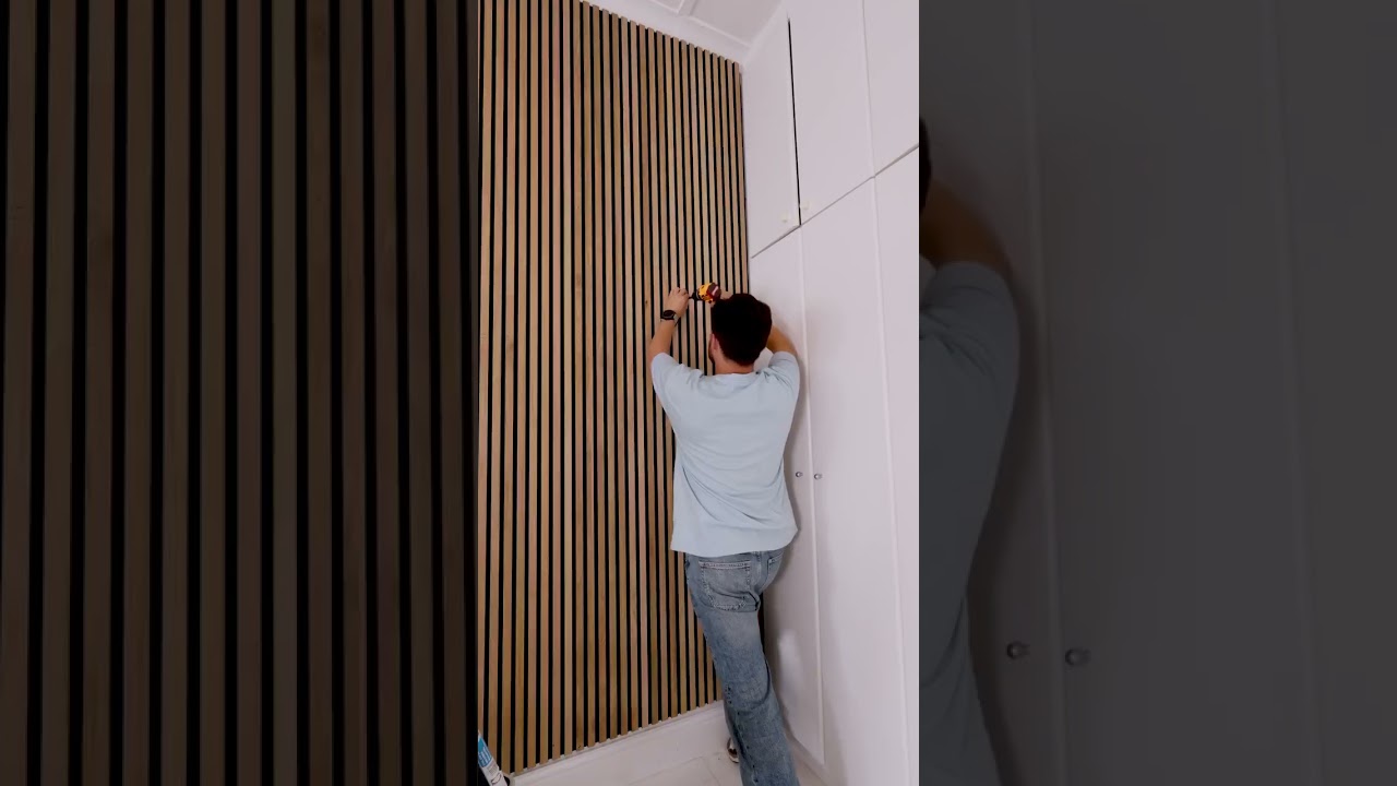 You don't need to renovate the whole room.⁠ Akupanels in Rustic Natural Oak — warm, bold, and