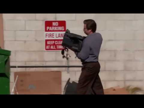 Guy throws computer in the trash