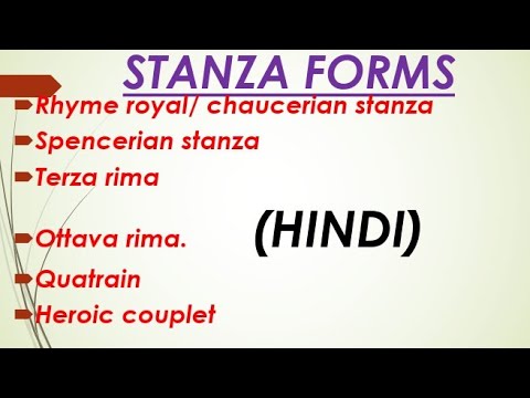 Forms of stanzas explained in Hindi (Spencerian stanza, rhyme royal, Terza rima ,Quatrain etc.)