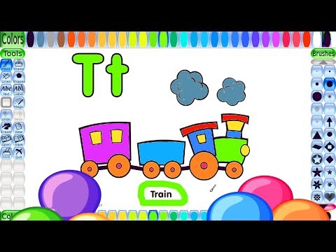 Free Coloring Pages for Kids & Free Printables to color train and alphabet letter T | Train Coloring