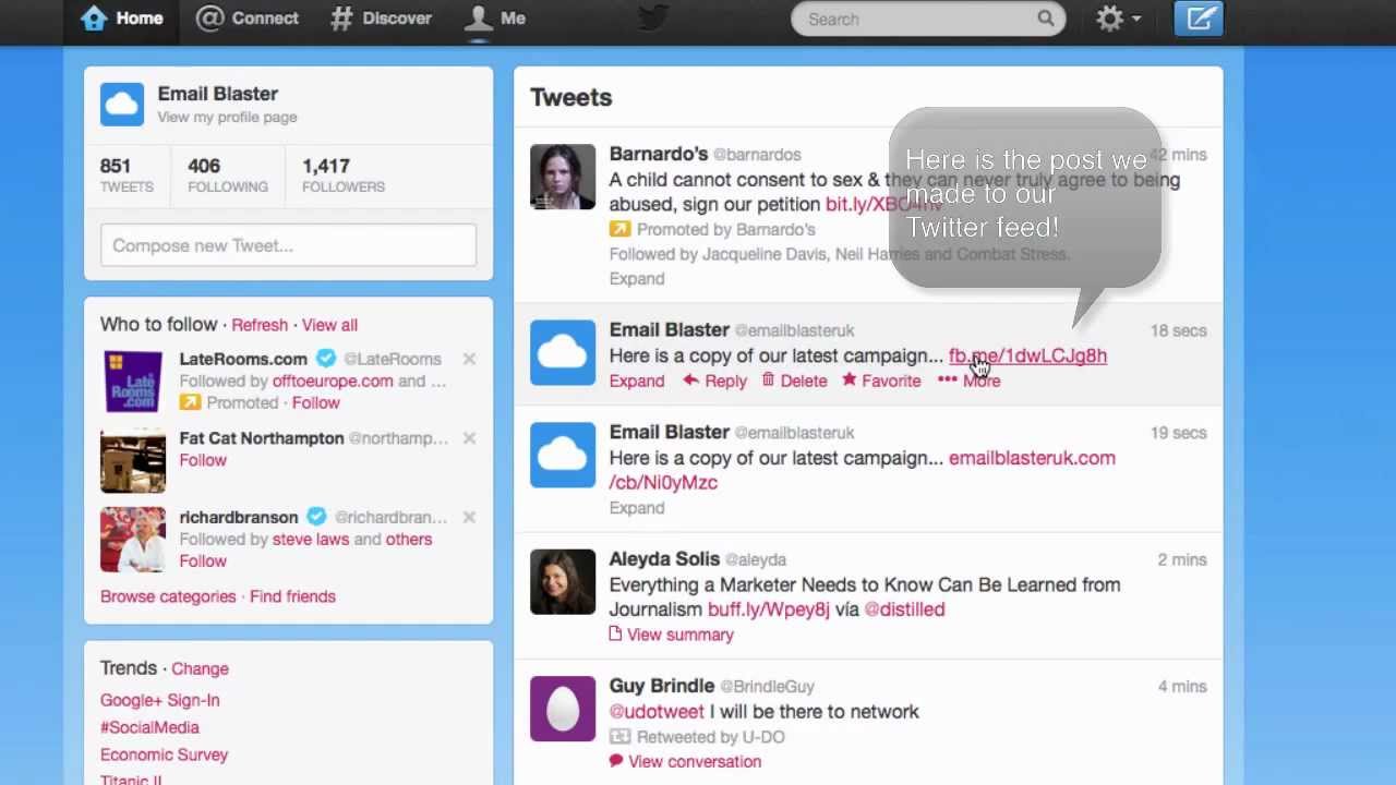 Email Blaster tutorial- sync with Facebook and Twitter