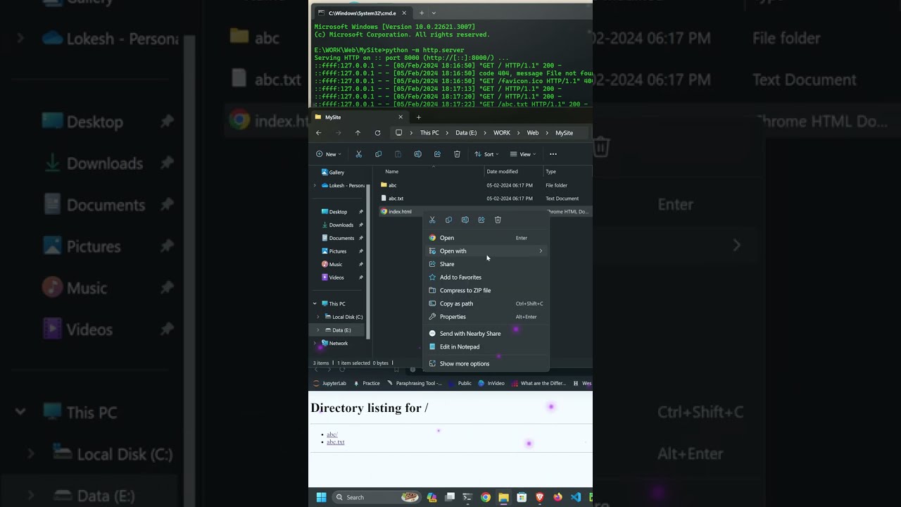 How to create a Quick Http/FTP server with python and share files on devices #ftpserver #http
