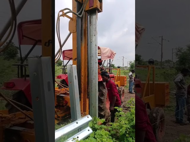 Metal Beam Crash Barrier - Mild steel Mbcb Crash Barrier Fixing Machine ...