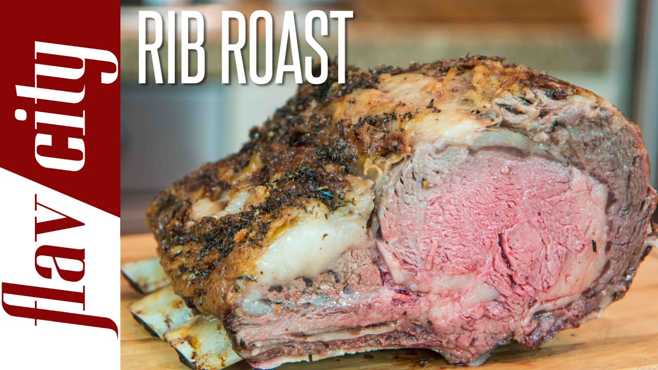 Herb Crusted Prime Rib Roast - Standing Rib Roast - FlavCity with Bobby