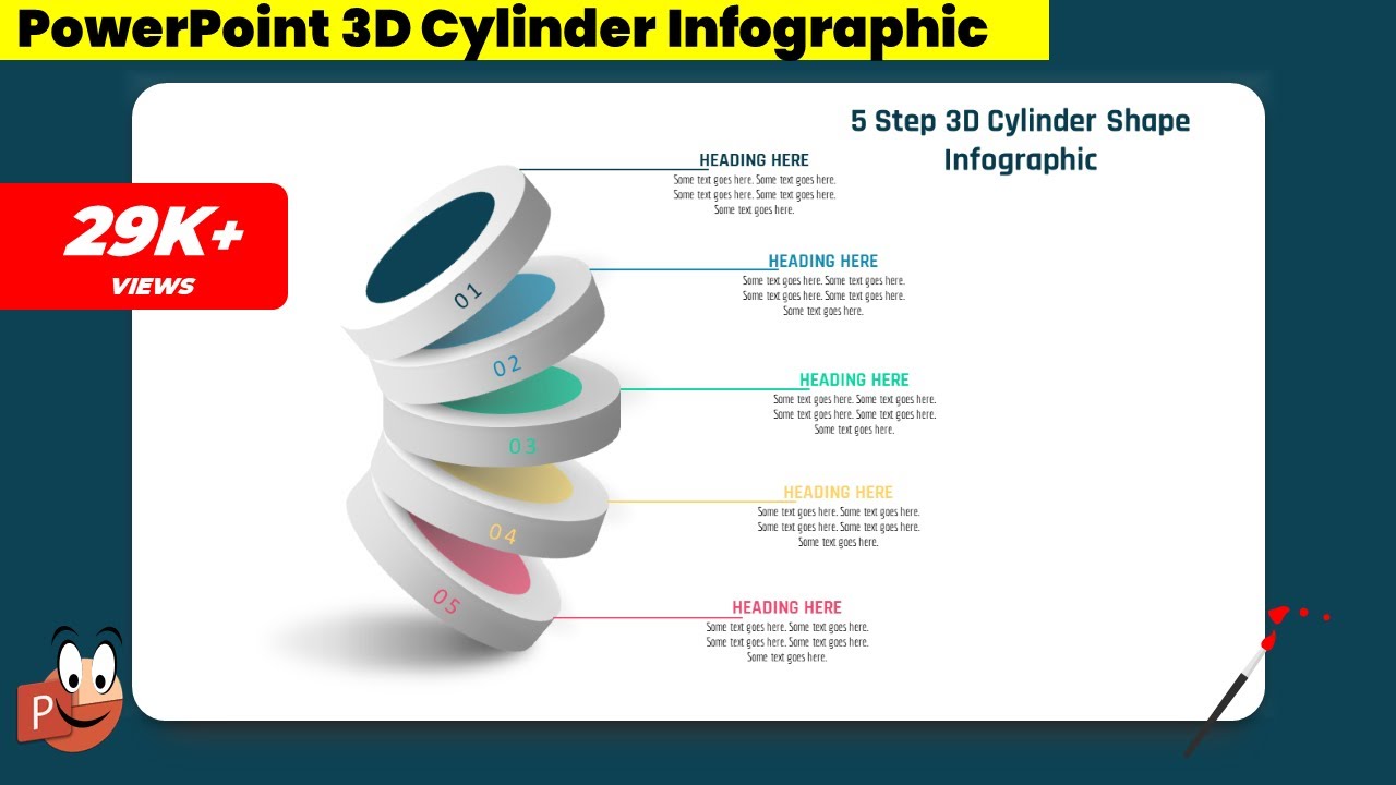 63.Graphic design | Office 365 | Free PowerPoint Templates | 5 Step 3D Infographic