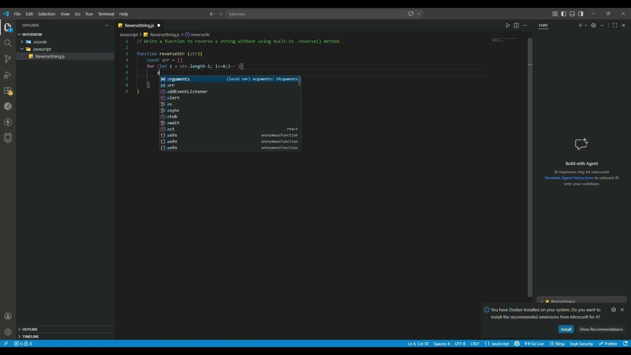 Day 1 - Reverse String in JavaScript | Interview Coding Question