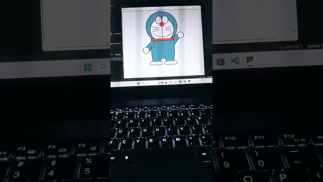Drawing Doraemon in python turtle #shortsfeed #ytshort #youtubeshorts #viralvideo#doraemon