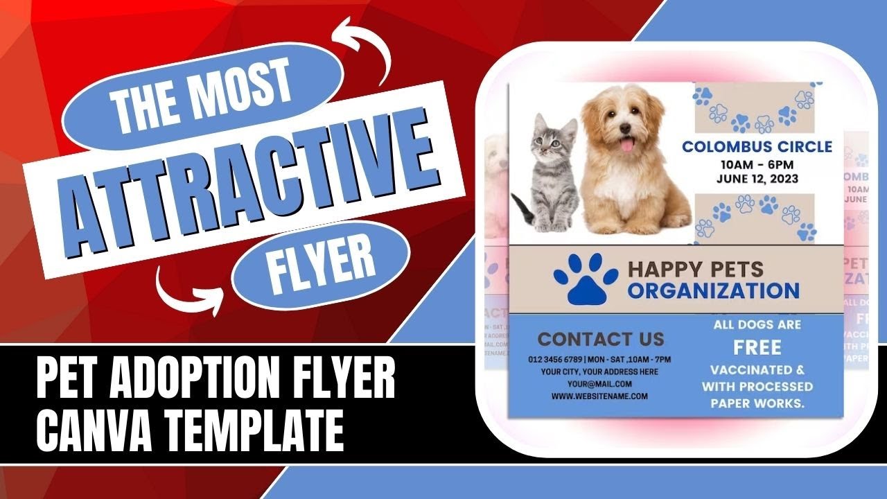 Pet Adoption Flyer, Canva Template.