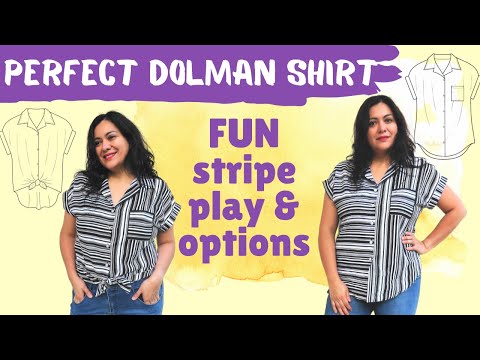 FUN stripe play! Melody Dolman shirt (Love Notions). Optional tie front.