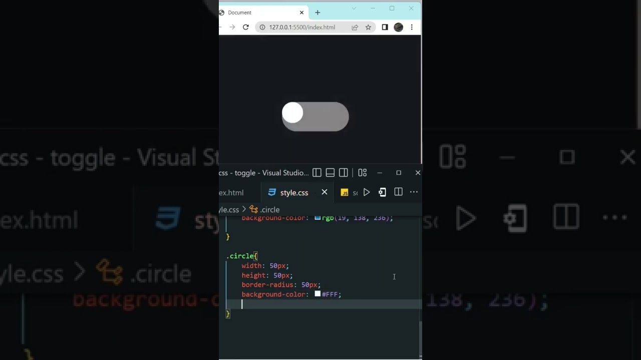 Create Toggle Button in HTML CSS & JavaScript #shorts