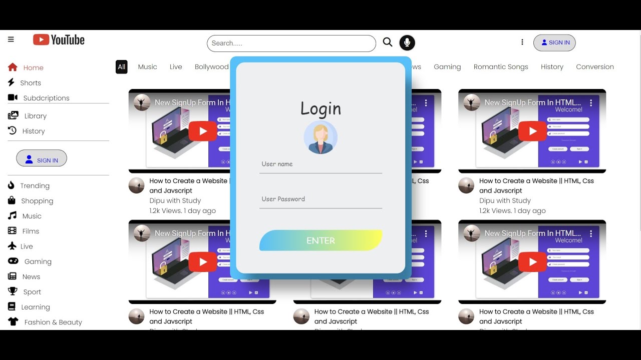 How to Design YouTube Website  / Clone YouTube  with Source Code FREE || HTML, CSS And JavaScript