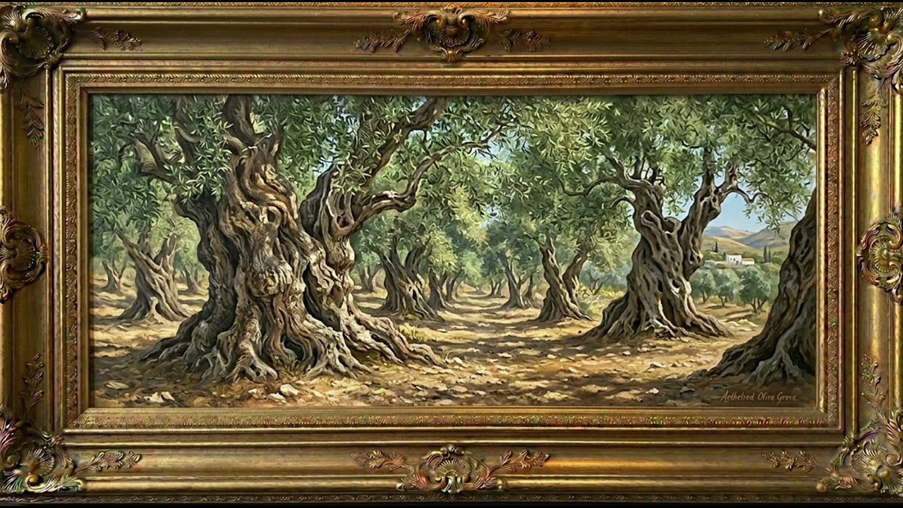 Ancient Olive Grove Painting 🌿 | 4K Art Wallpaper & Relaxing Nature Screensaver