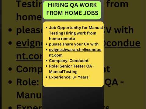 Testing Jobs | QA WFH Jobs #rdautomationlearning