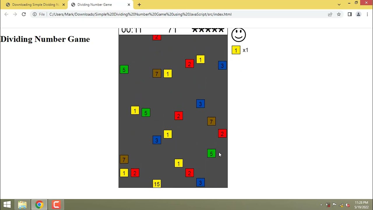 Simple Dividing Number Game using JavaScript