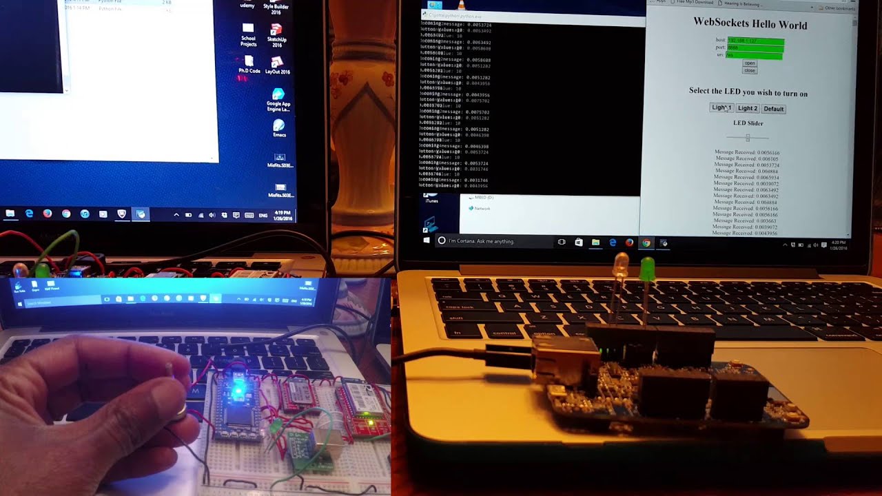 Microcontrollers controlling each other through Websockets
