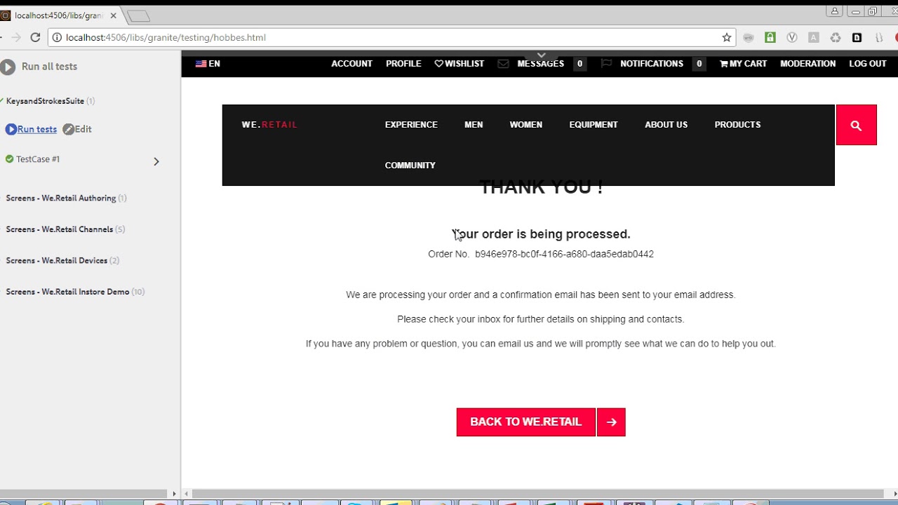 AEM front end testing