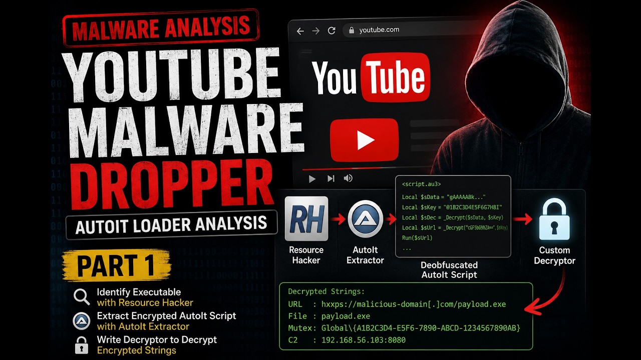 Reverse Engineering a YouTube Malware Dropper | AutoIt Loader Analysis – Part 1