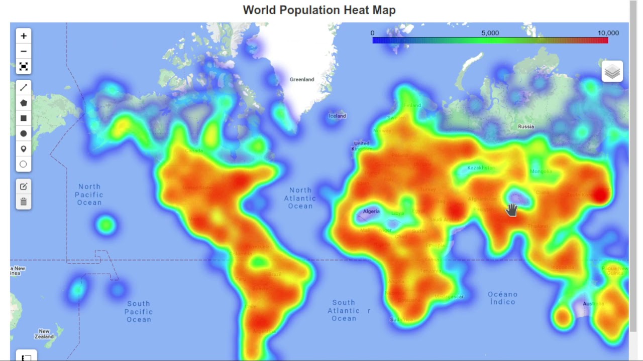 leafmap new feature - Creating a population heat map with a colorbar and map title
