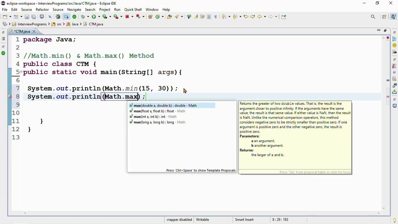 #Math.Max( ) & #Math.Min( ) #Method #java