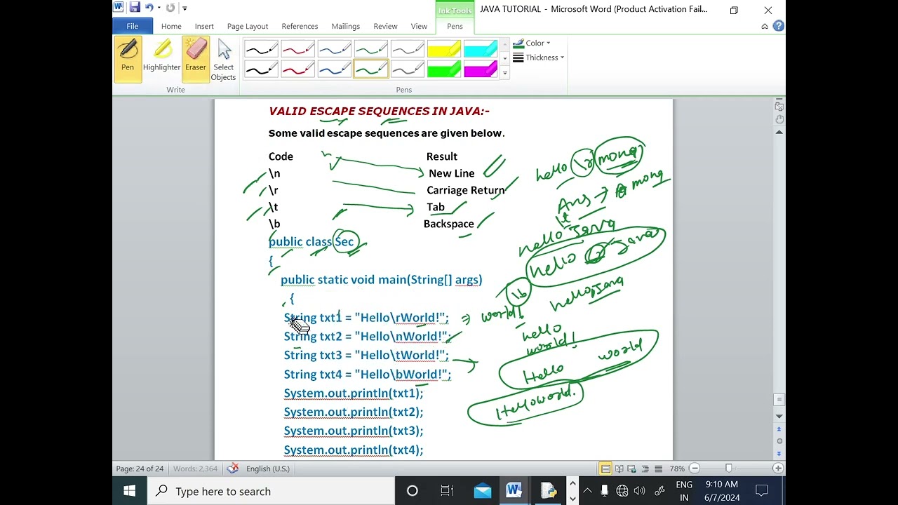 JAVA TUTORIAL LECTURE - 16// ESCAPE SEQUENCES CODING IN JAVA //FULL EXPLANATION(@EnhanceCodeLearning