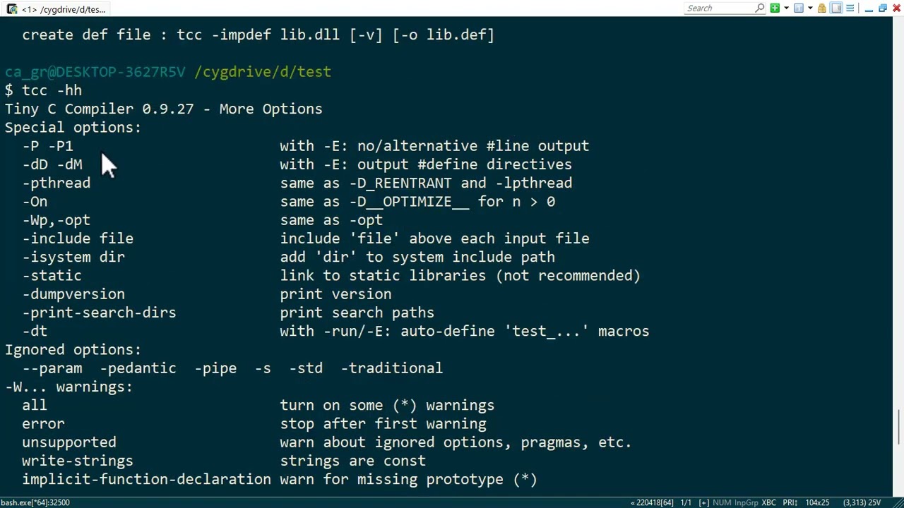 Tiny C Compiler setup and usage 2022
