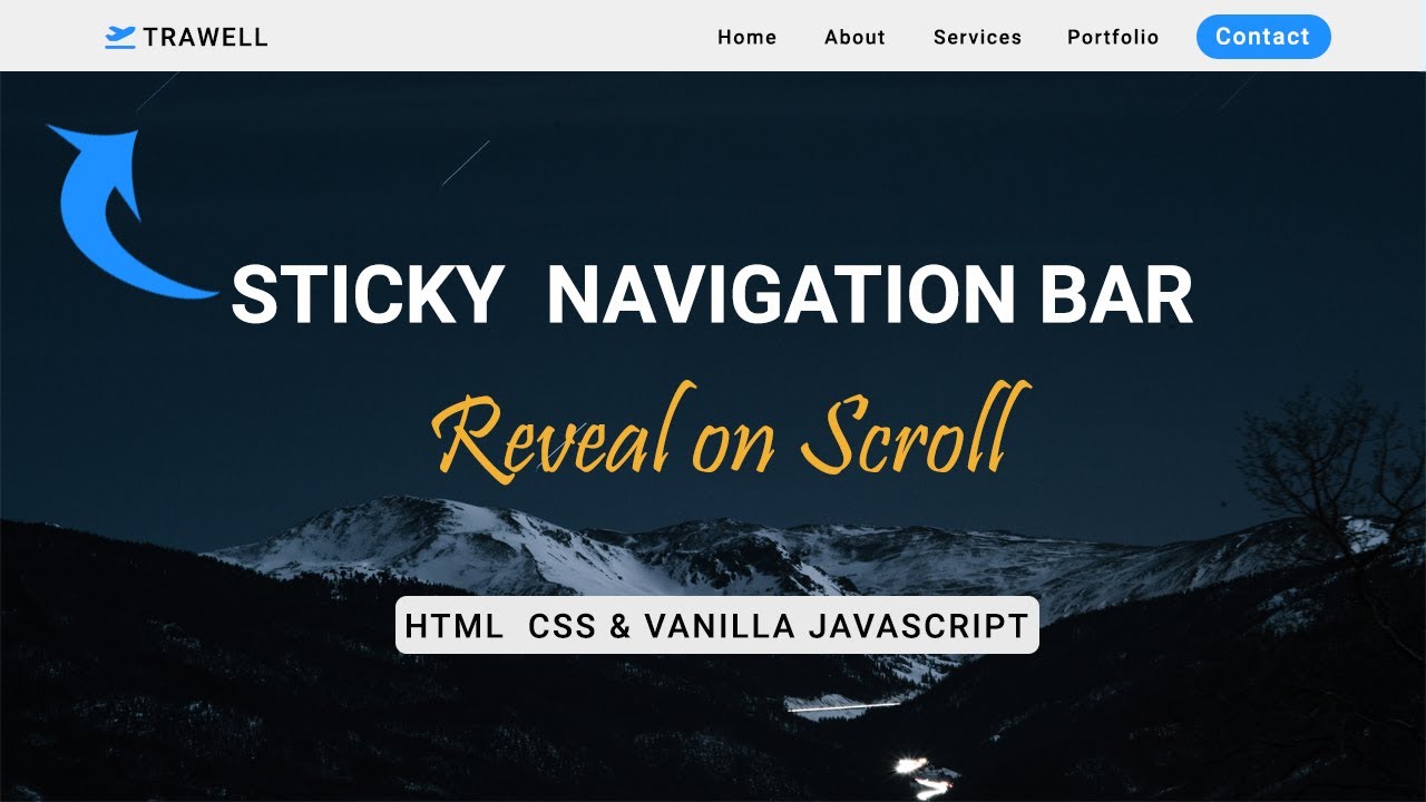 Sticky Navbar On Scroll Using HTML CSS & Vanilla JavaScript | Fixed Navigation On Scroll