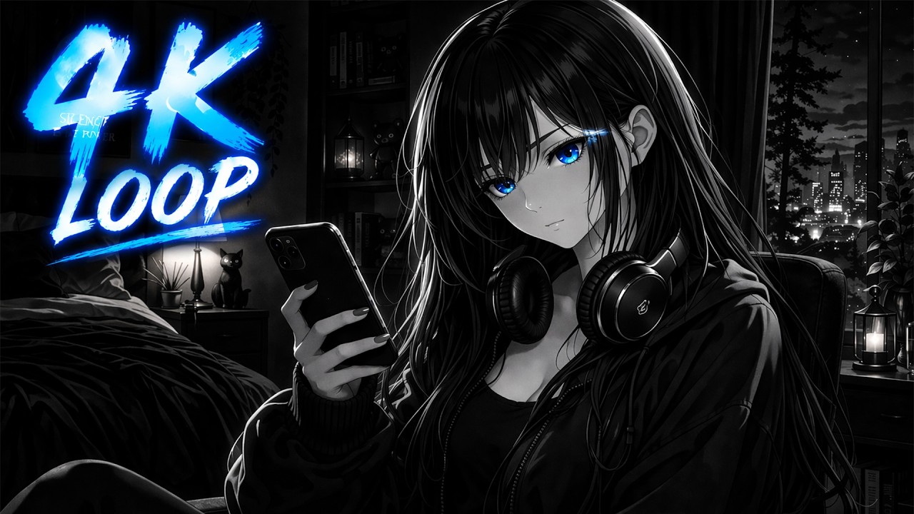 Late Night Texting Anime Girl - Dark Aesthetic Live Wallpaper (2 Hour Loop)