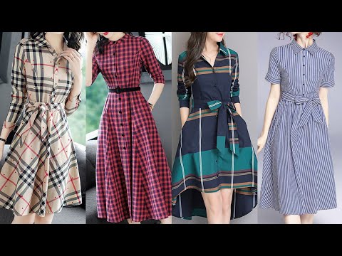 Elegant collection of skater plaid belted A-line dresses for gorgeous ladies!!!