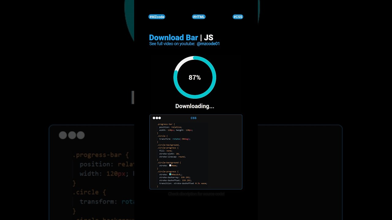 🚀 Build a Animated Progress Bar with HTML, CSS & JavaScript | mzcode01 #coding #css #js #webdesign