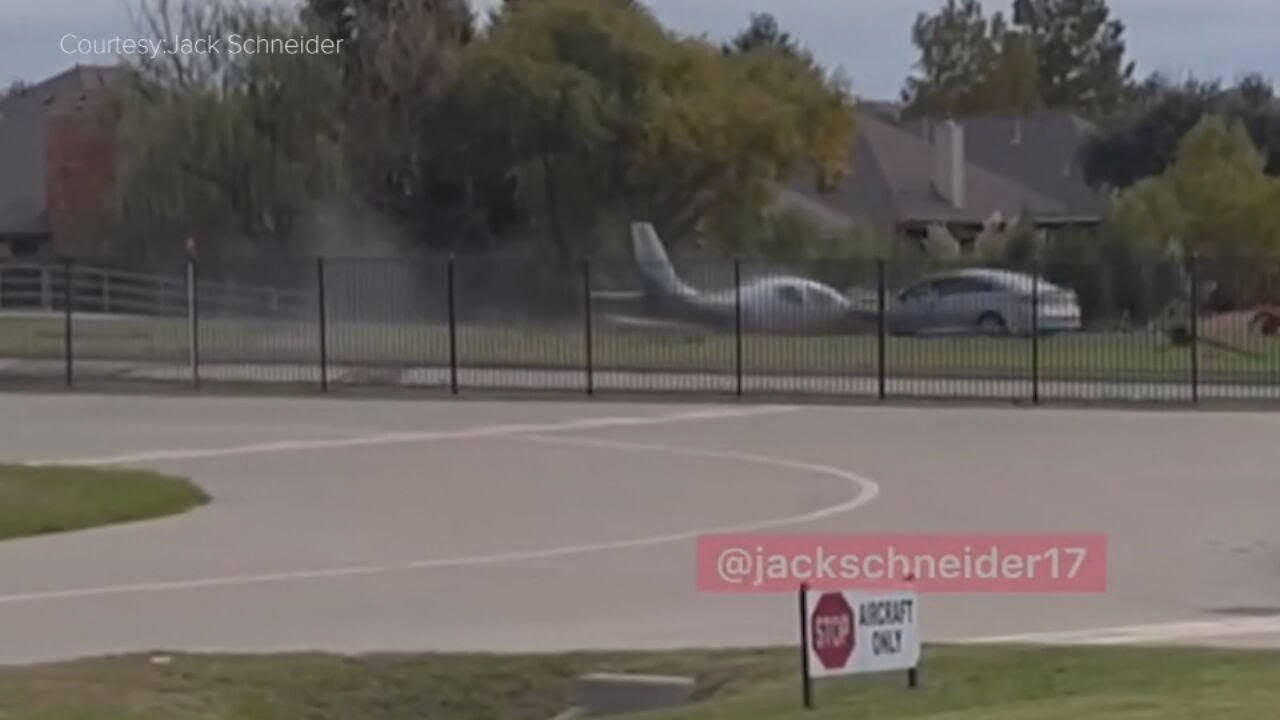 Small plane crashes into car after overshooting runway during emergency landing near Dallas