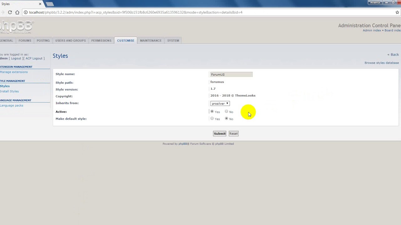 Installing phpBB Style