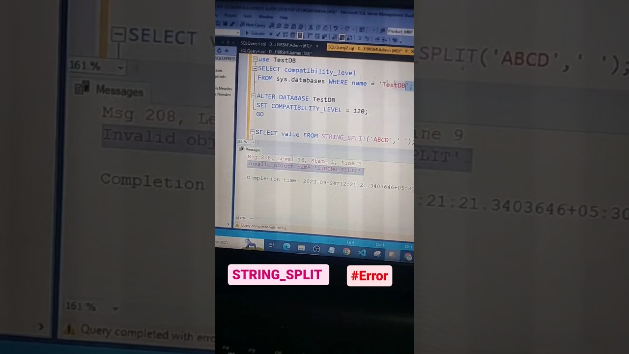 Invalid object name STRING_SPLIT() #viral #viralvideo #shorts