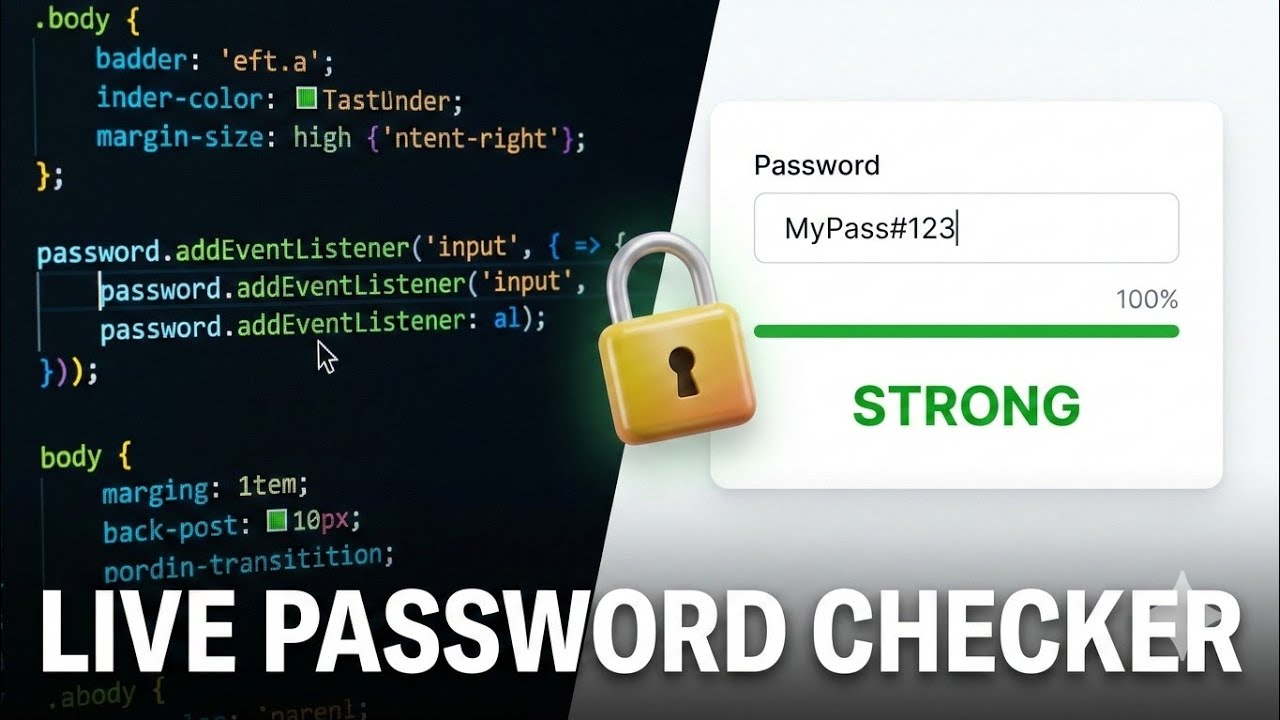 Build a Real-Time Password Strength Checker | HTML CSS JavaScript Project (Beginner Friendly)