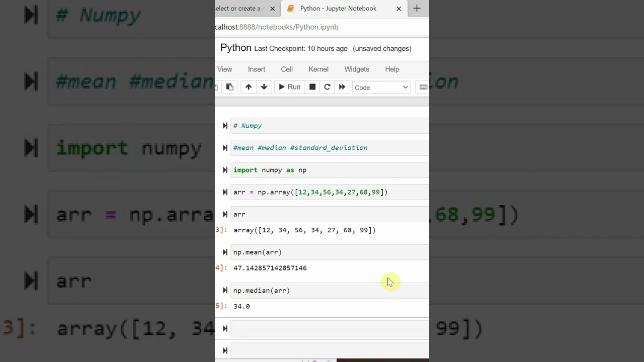 Numpy array finding mean and median using Python