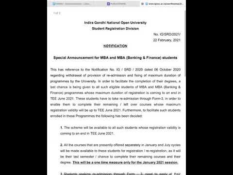 Special Announcement for MBA and MBA(Banking and Finance ) Students