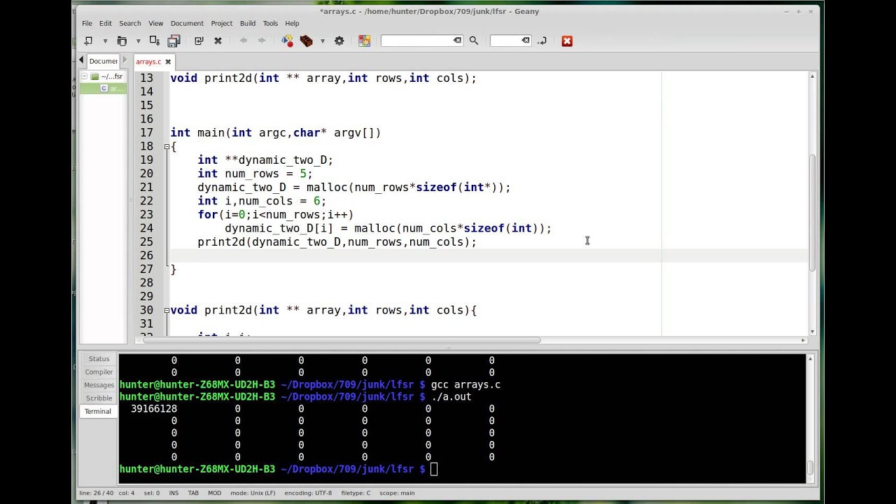 Dynamic Two Dimensional Arrays! C Tutorial 13