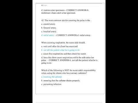 CERTIFIED NURSING ASSISTANT CNA CERTIFICATION EXAM AND PRACTICE EXAM NEWEST ACTUAL EXAM COMPLETE 400