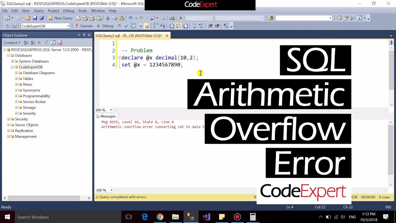 SQL Arithmetic Overflow Error Converting Int To Data Type Numeric
