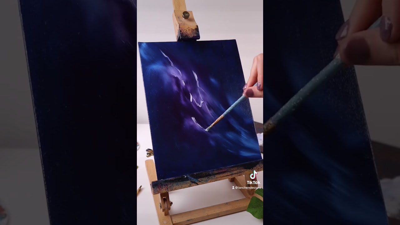 Making an space painting. Blending is my favorite step✨ more art on IG @lanchendesigns #oils #art
