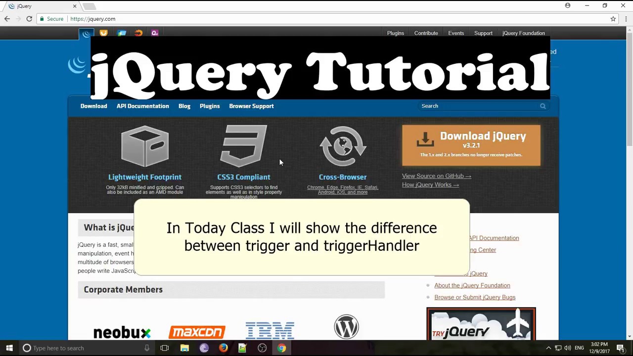 Jquery trigger method and triggerHandler  Class  Part 25