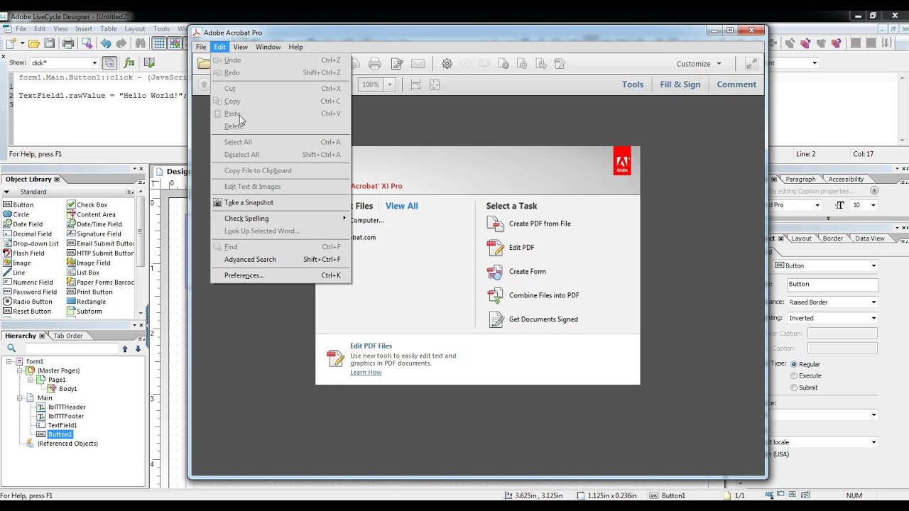 Debugging JavaScript in Adobe LiveCycle Designer