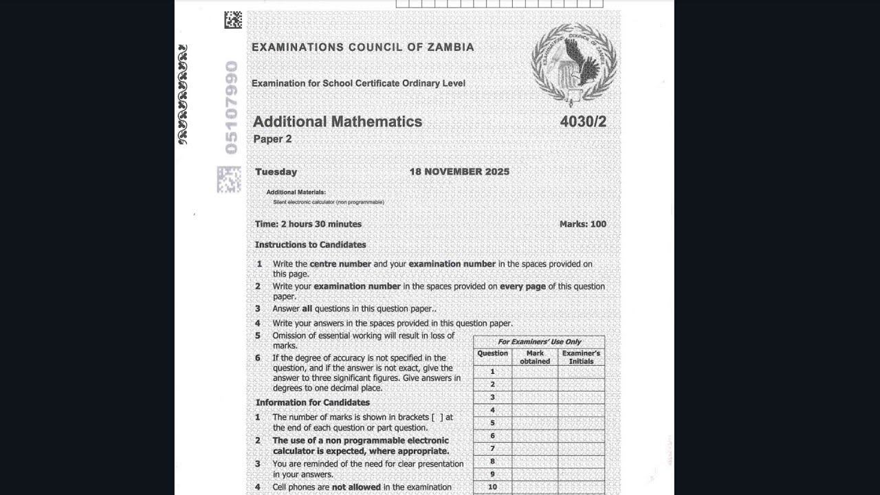 2025 Full Internal Additional Math Paper 2 