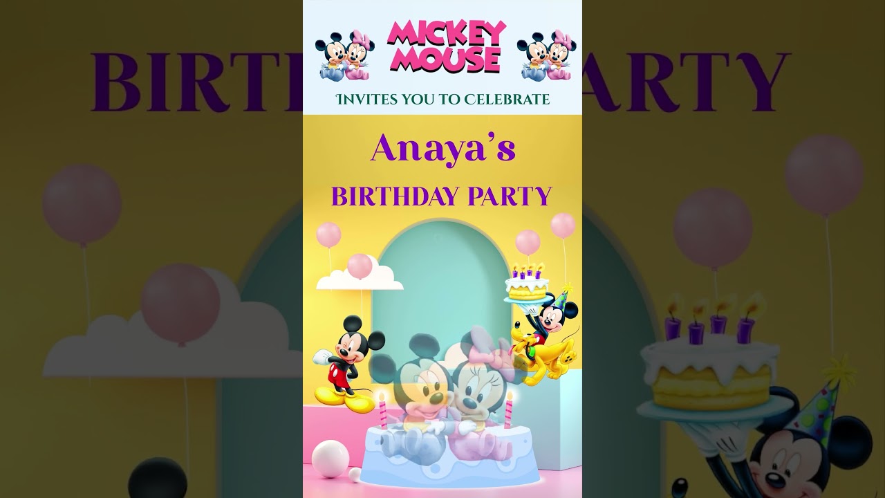 Mickey Mouse Theme Birthday Invitation Template