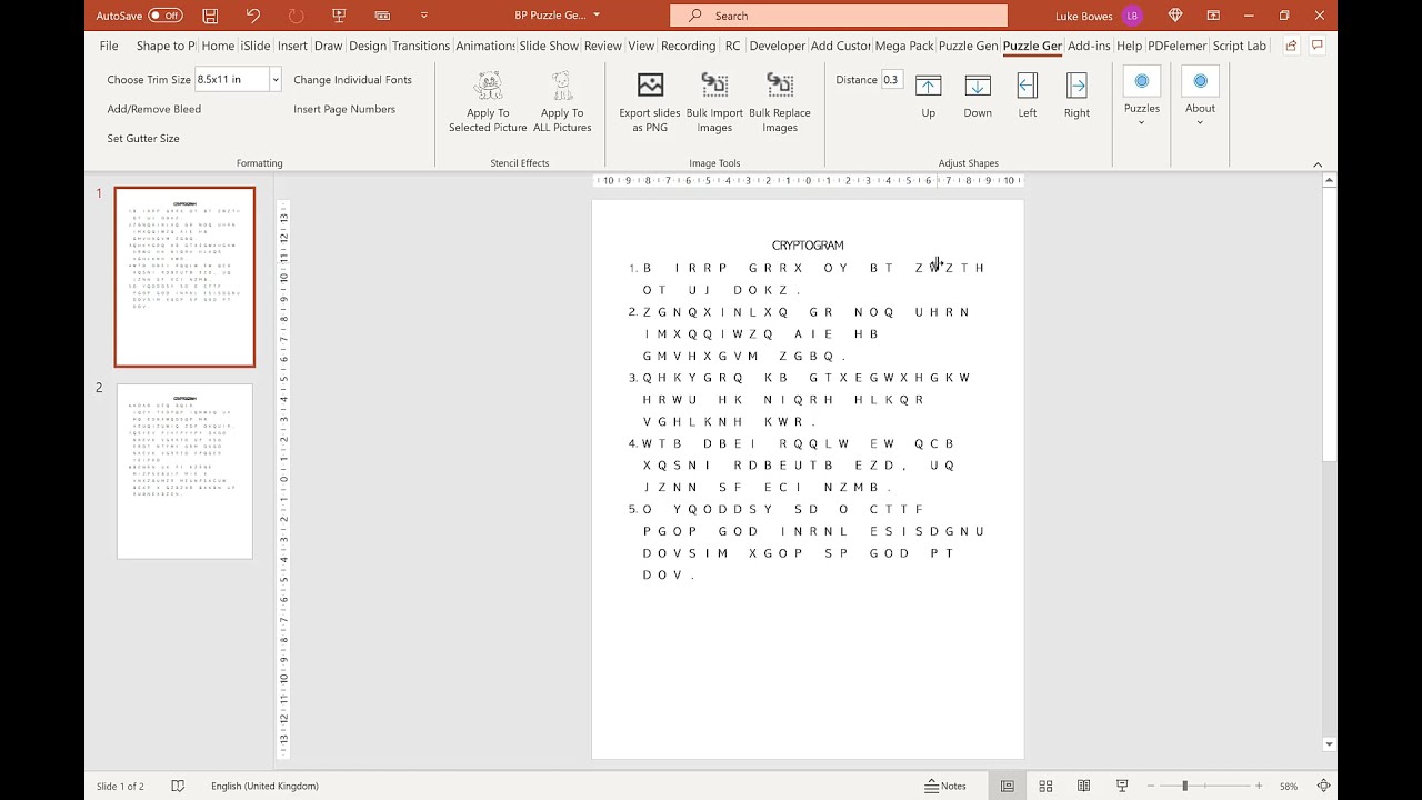 How To Create Cryptogram Puzzles For KDP in PowerPoint