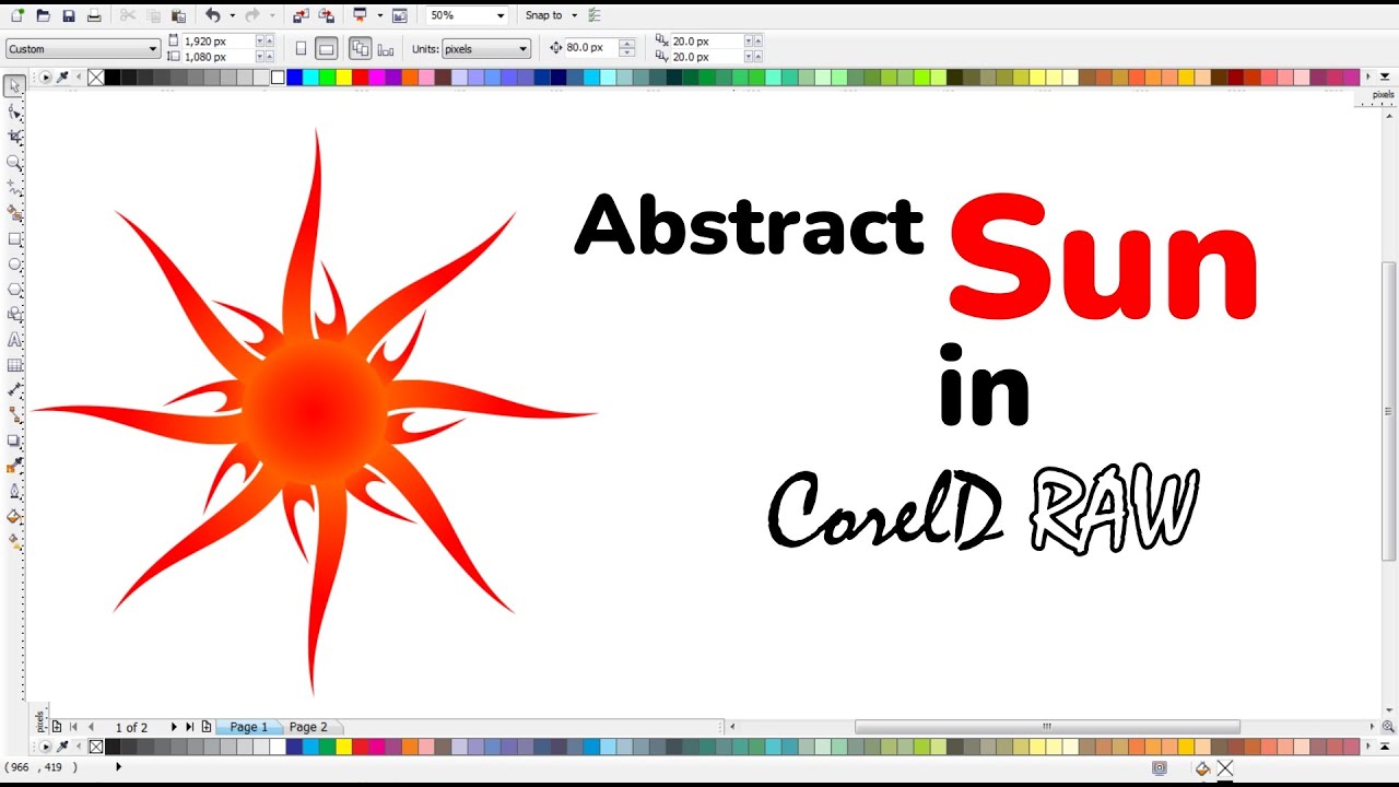 Abstract Sun Vector Design in CorelDRAW  Speed Art No Voice