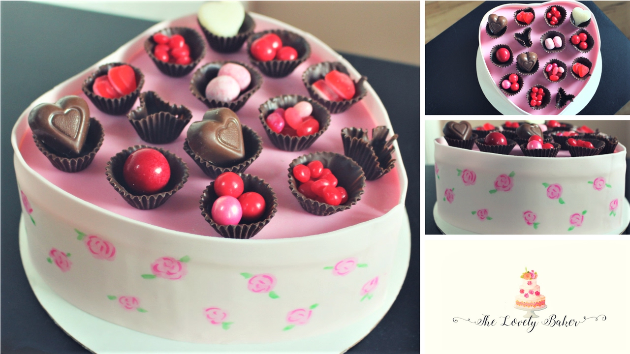 Valentines Heart Shaped Box Of Chocolates Cake With Edible Chocolate Wrappers Tutorial!