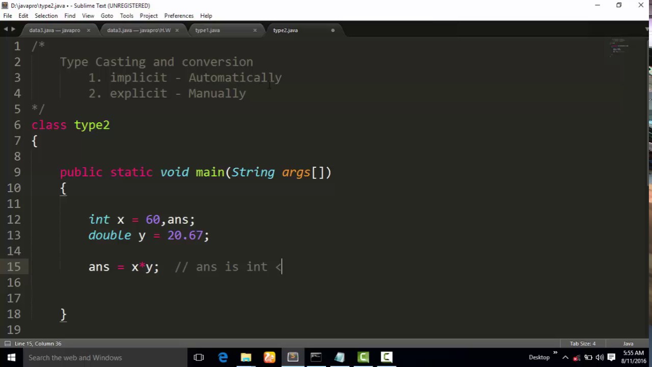 Explicit conversion in Java Program