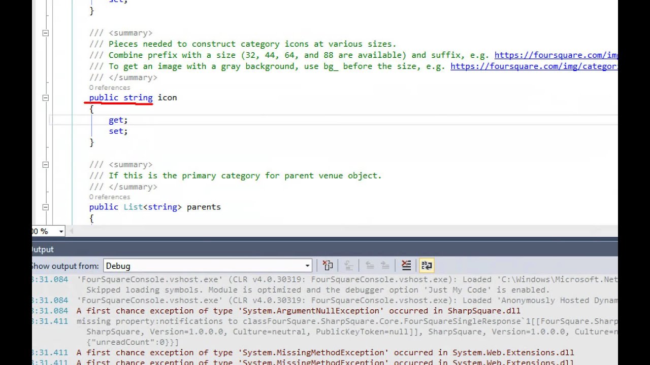 No parameterless constructor defined for type of System.String