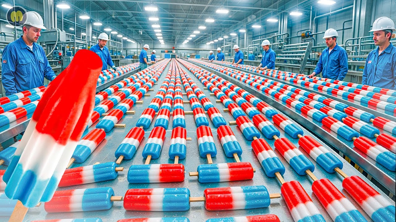 How Bomb Pops Are Made in Factory (Red, White & Blue Popsicles 🇺🇸) | Bomb Pops Factory Process